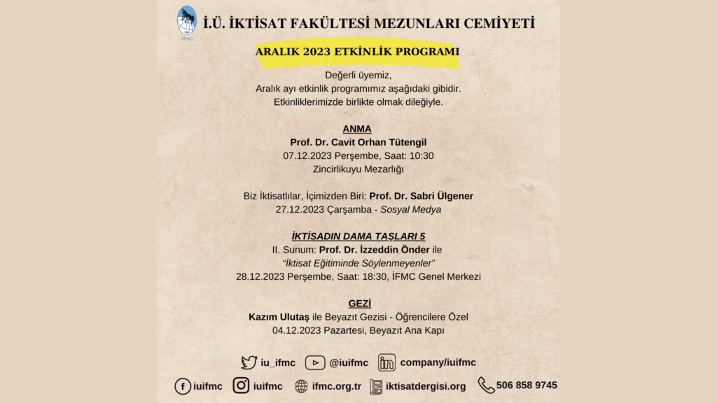 Aralık 2023 Etkinlik Programı - ifmc